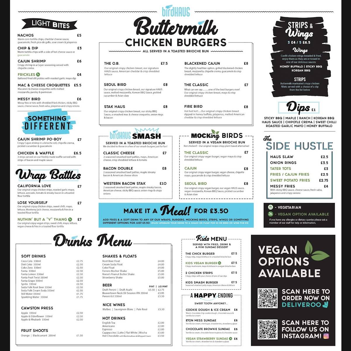 Menu at BirdHAUS Eastbourne restaurant, Eastbourne