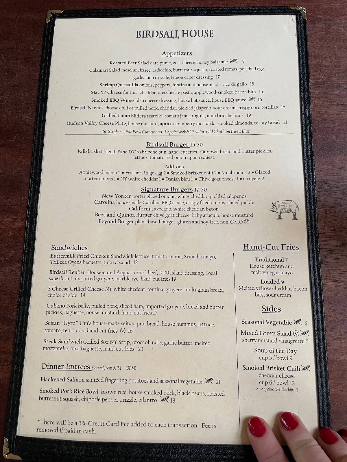 Menu at Birdsall House pub & bar, Peekskill