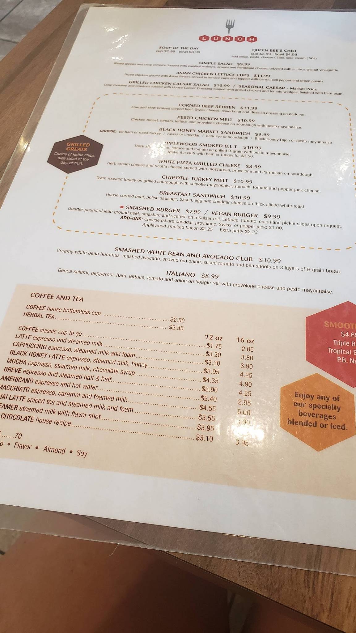 Menu at Black Honey Hashery pub & bar, De Pere