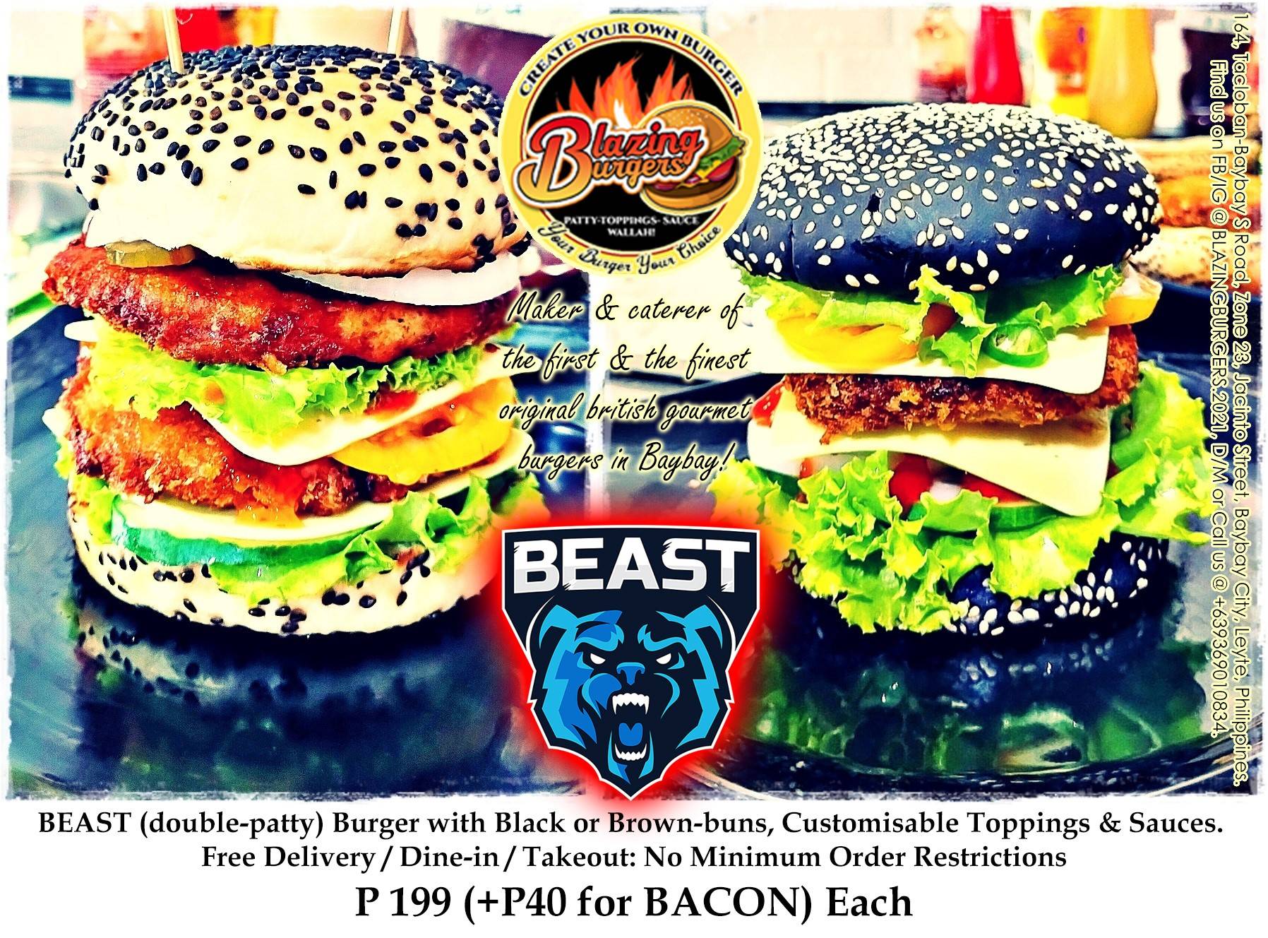 Menu at BlazingBurgers restaurant, Baybay City