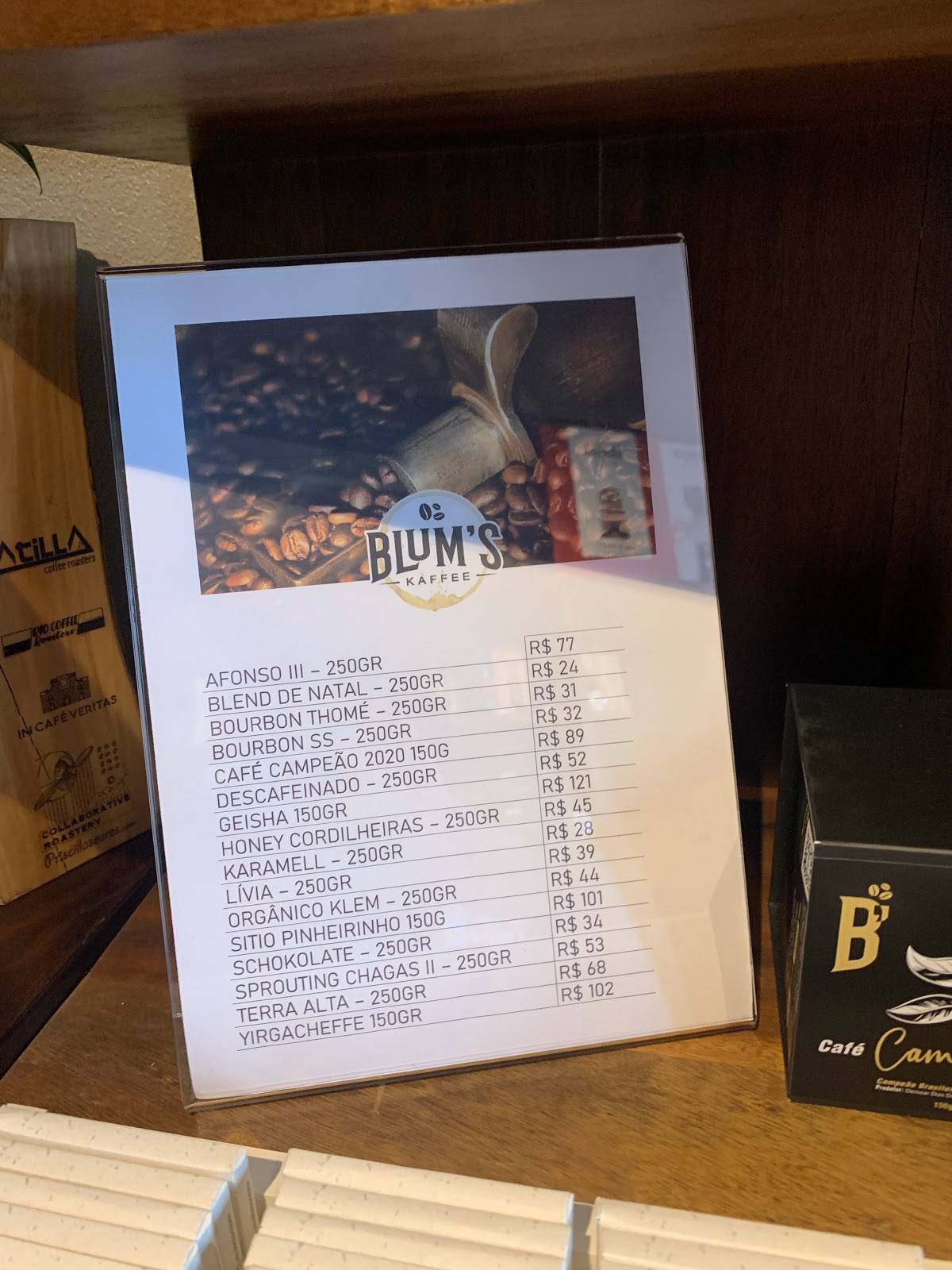 Menu em Blum's Kaffee Cafés Especiais, Blumenau