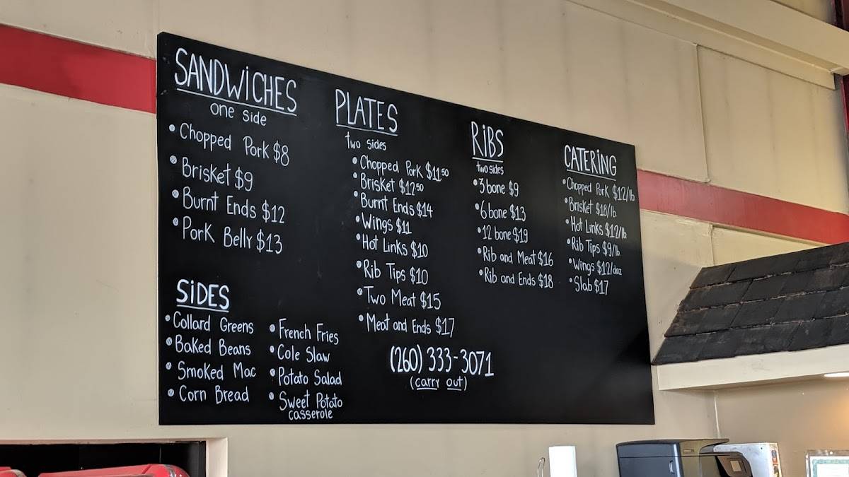 Menu at Bo Doogie's BBQ, Auburn