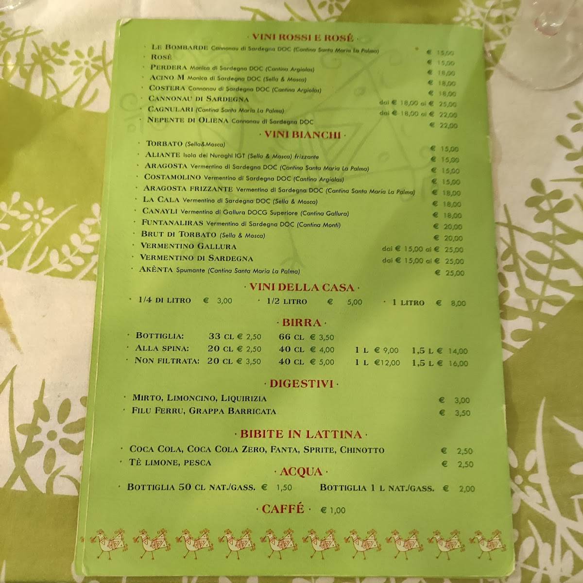 Menu da Bontà Sarda ristorante, Alghero, Via Don Minzoni