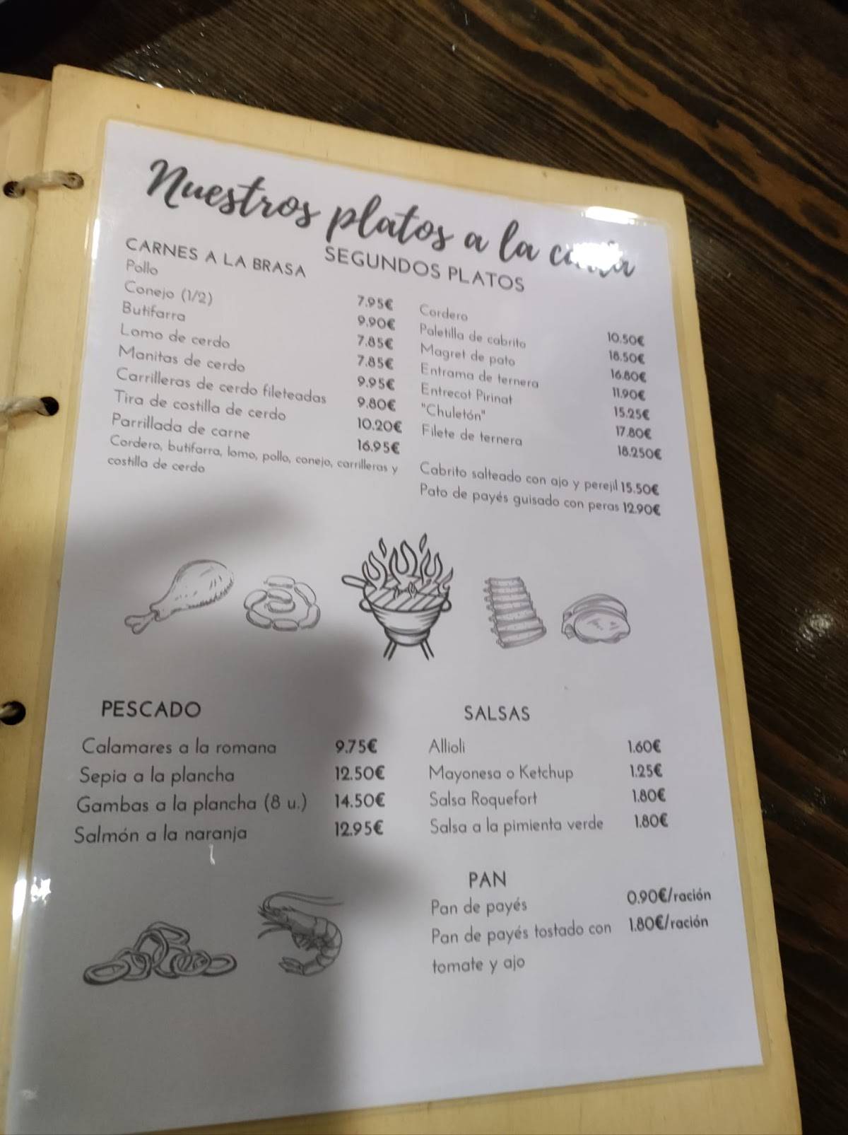 Carta del restaurante El Molí. Braseria, Ripoll, Plaça Sant Eudald