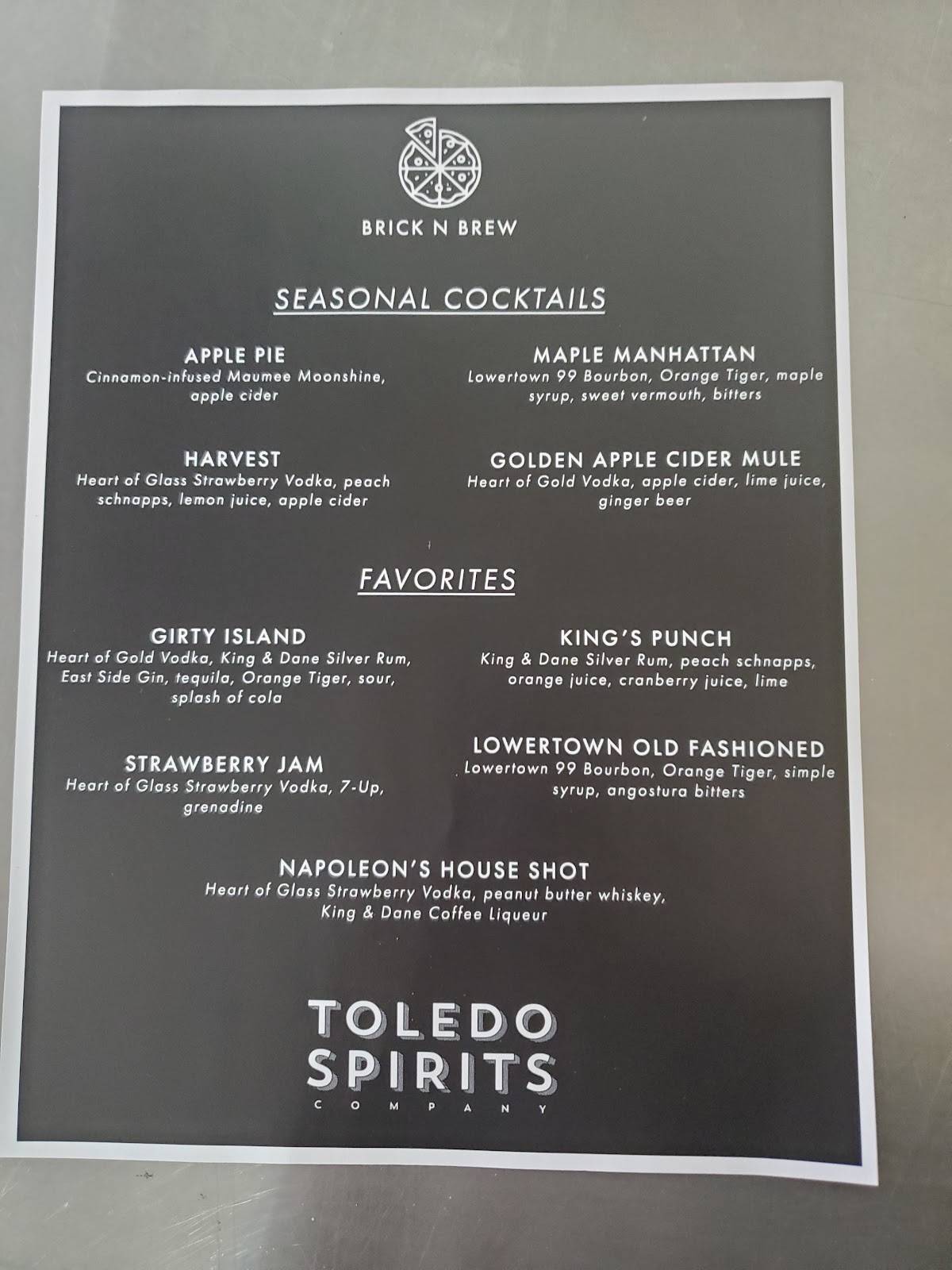 Menu at Brick N' Brew Pub, Napoleon