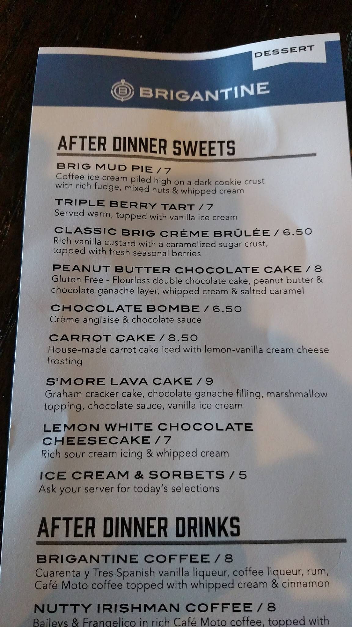 Menu at Brigantine Seafood & Oyster Bar, La Mesa, Fuerte Dr