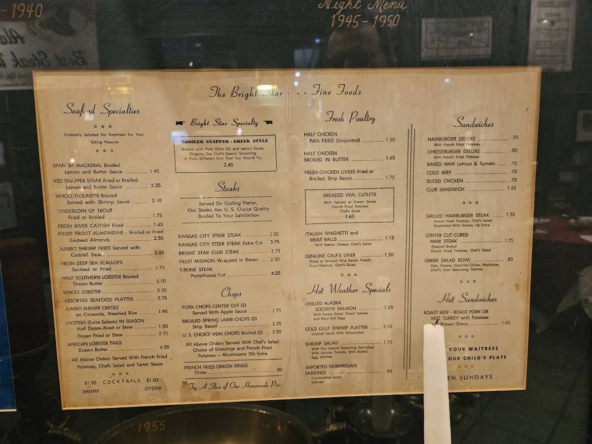 Menu at Bright Star Restaurant, Bessemer