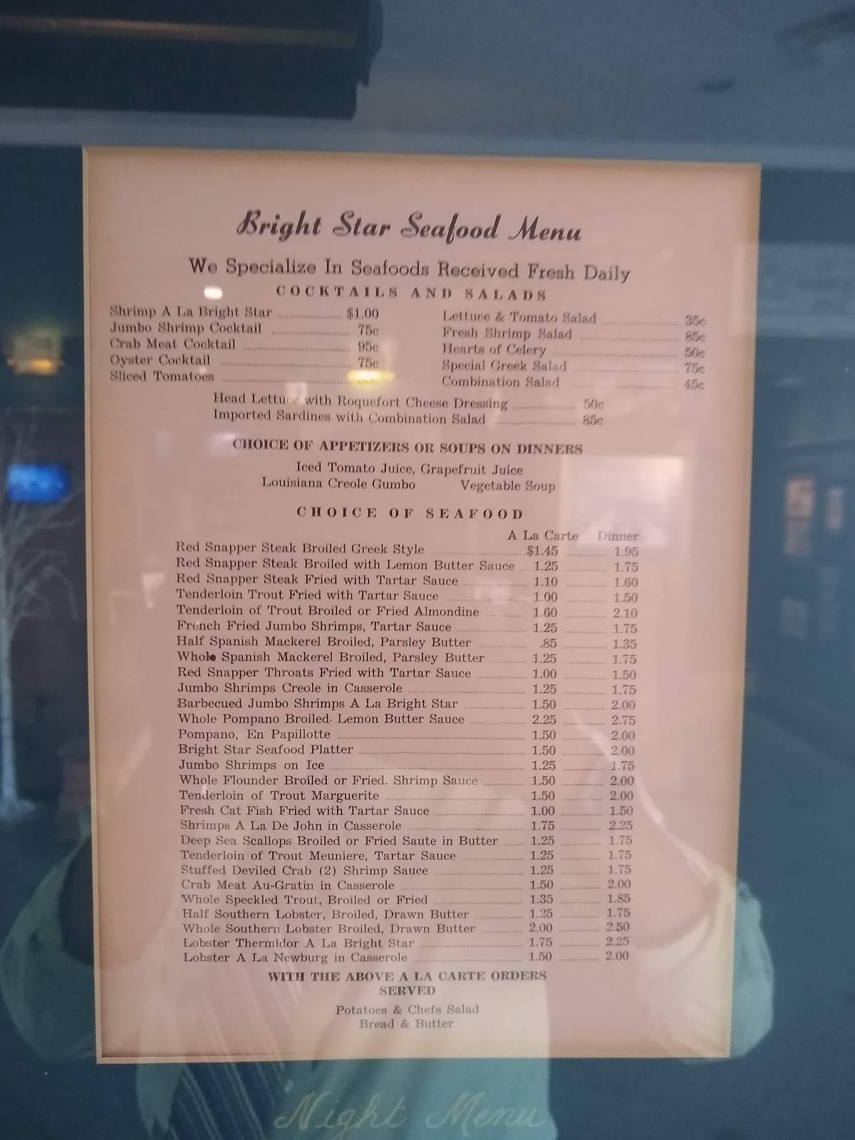 Menu at Bright Star Restaurant, Bessemer