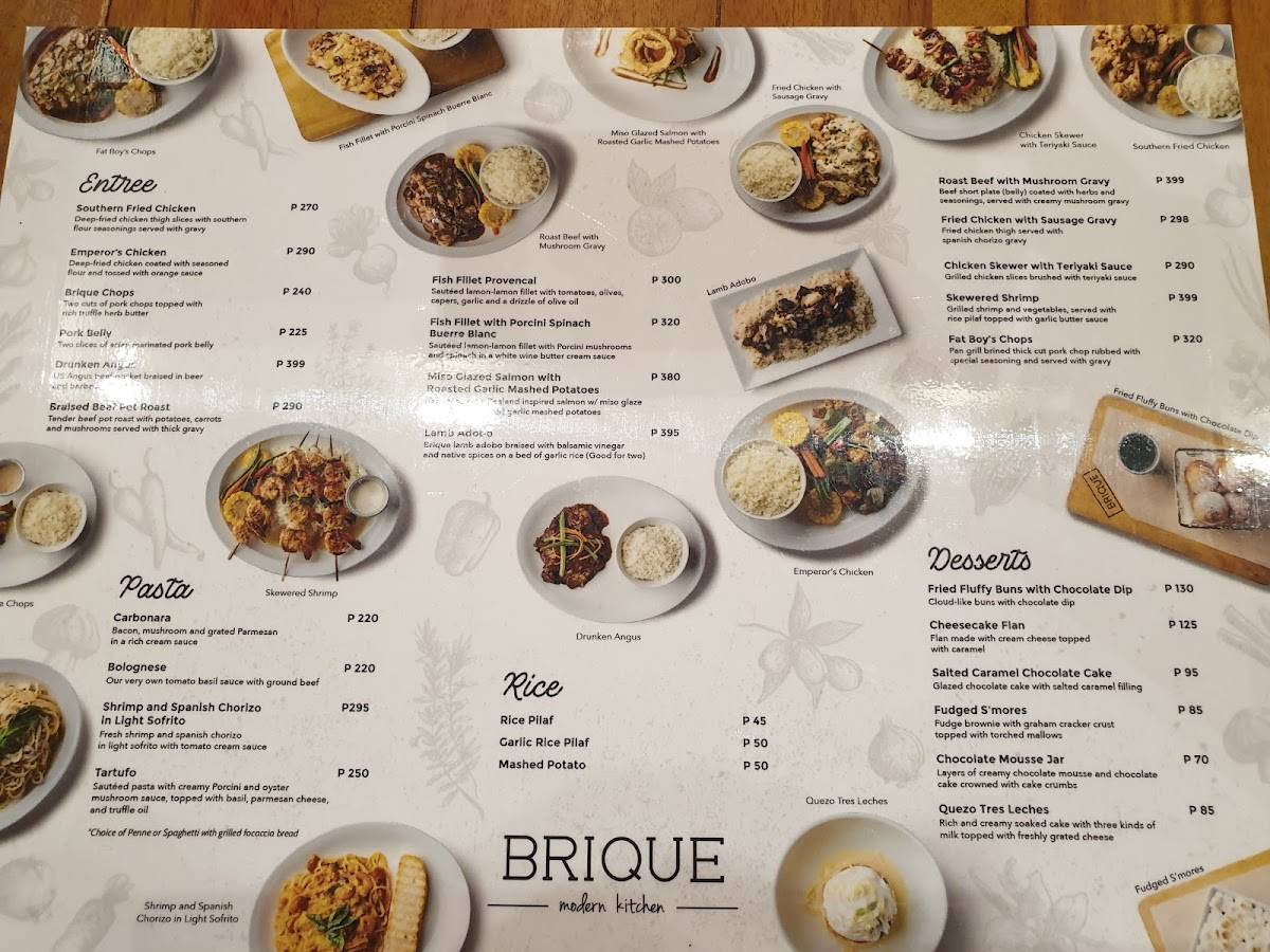 Menu at Brique Modern Kitchen cafe, Cebu City, ayala center cebu