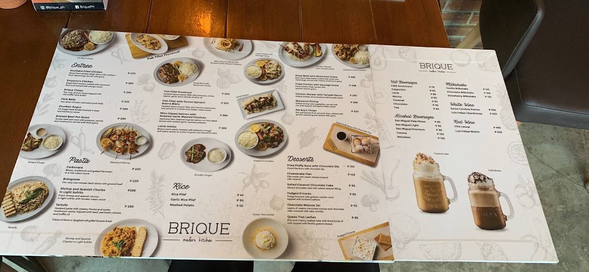 Menu at Brique Modern Kitchen cafe, Cebu City, ayala center cebu