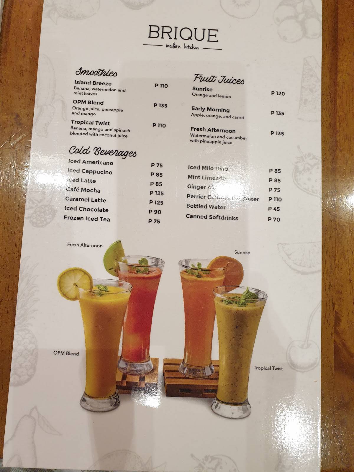 Menu at Brique Modern Kitchen cafe, Cebu City, ayala center cebu