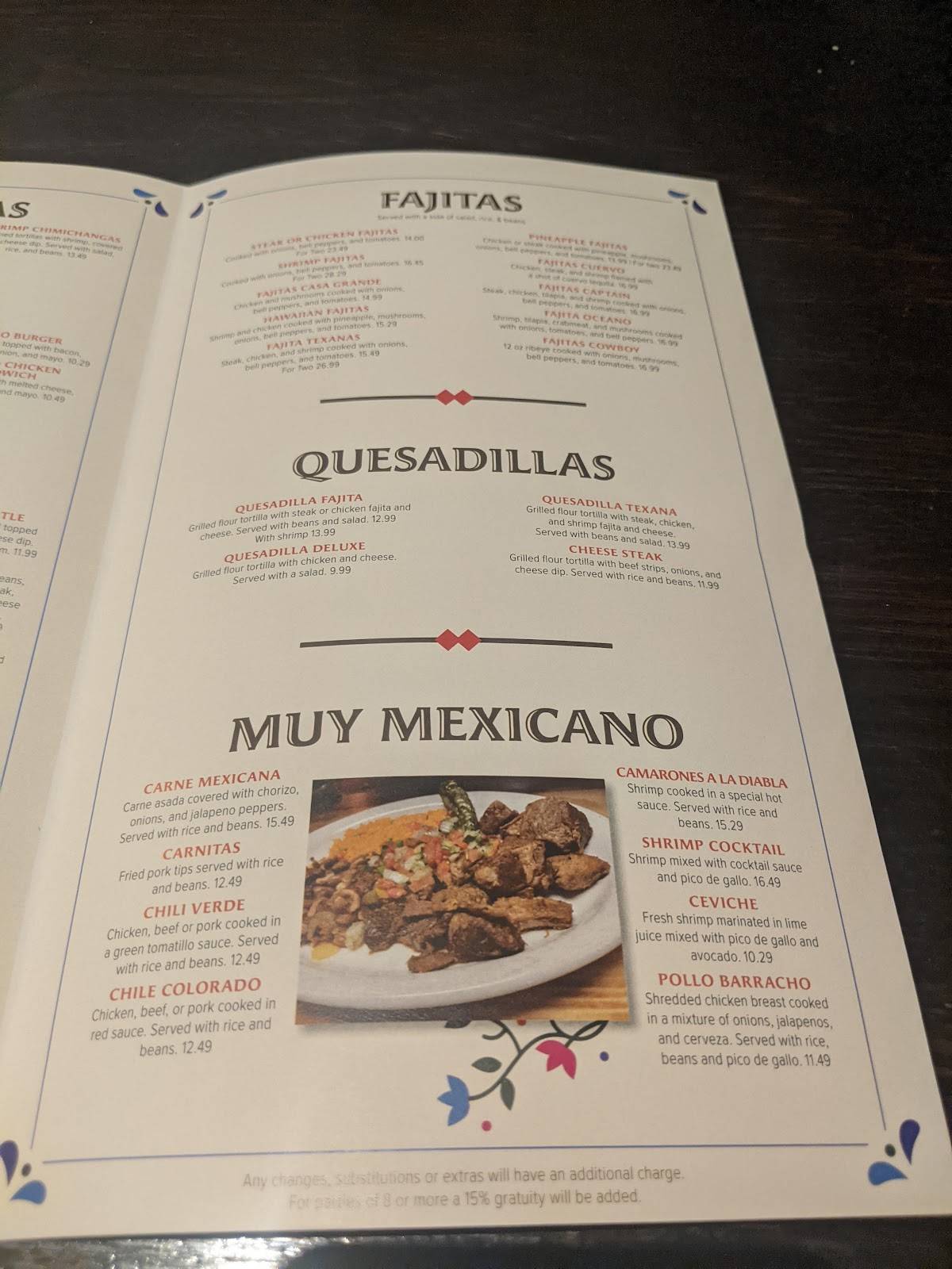 Menu at Casa Grande Mexican Bar and Grill, Broken Arrow
