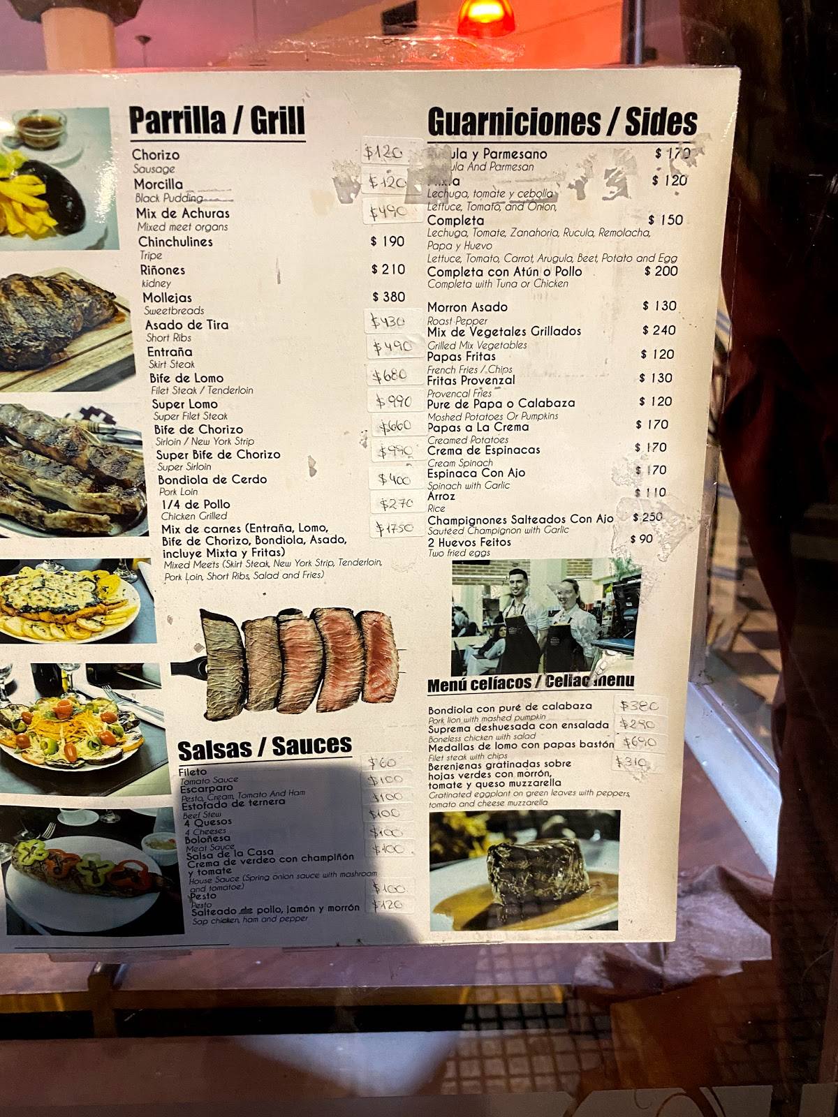 Carta de Javi's Parrilla Restaurant & Cafeteria, Buenos Aires