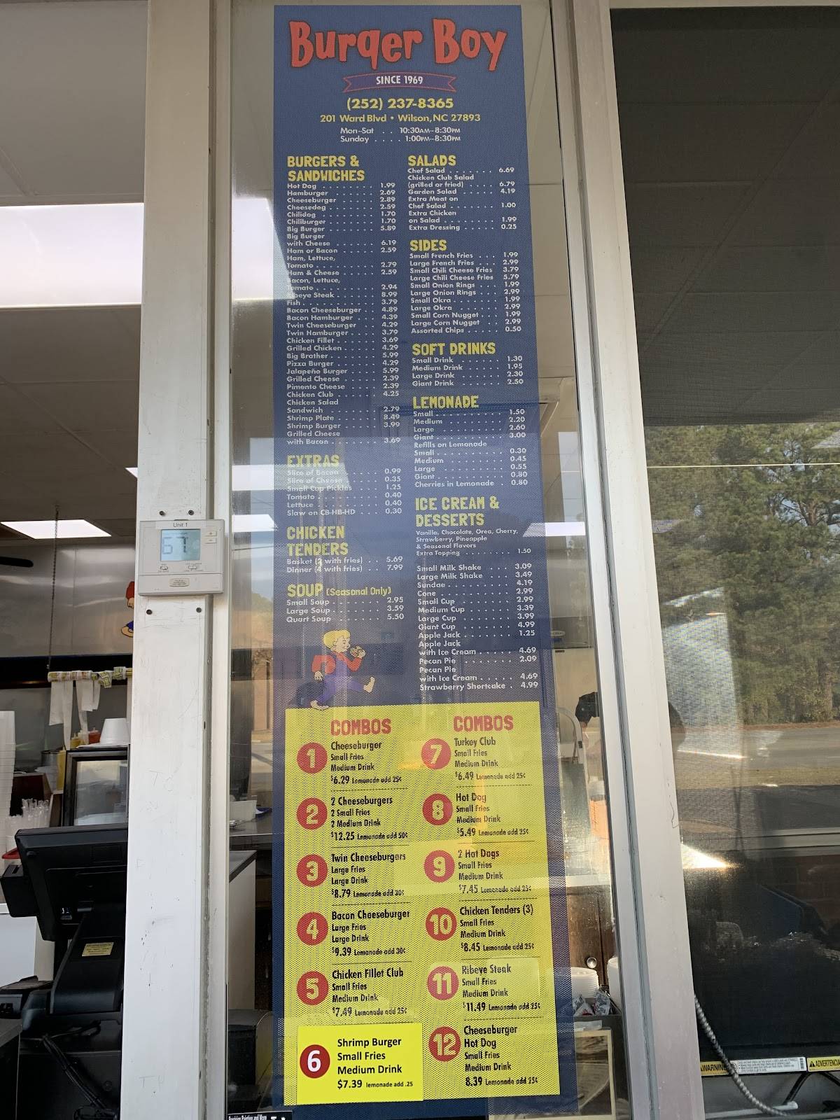 Menu at Burger Boy restaurant, Wilson, 201 Ward Blvd