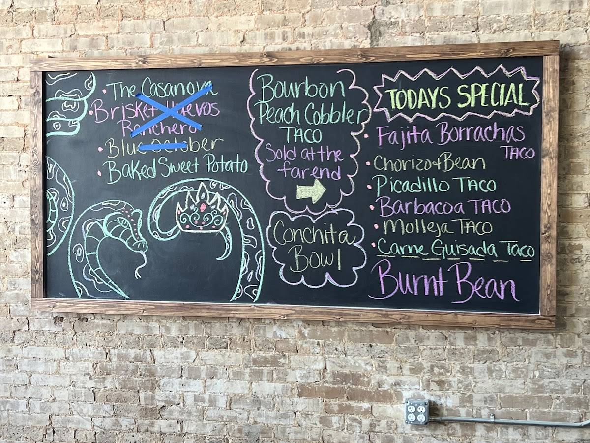 Menu at Burnt Bean Company BBQ, Seguin, 108 S Austin St