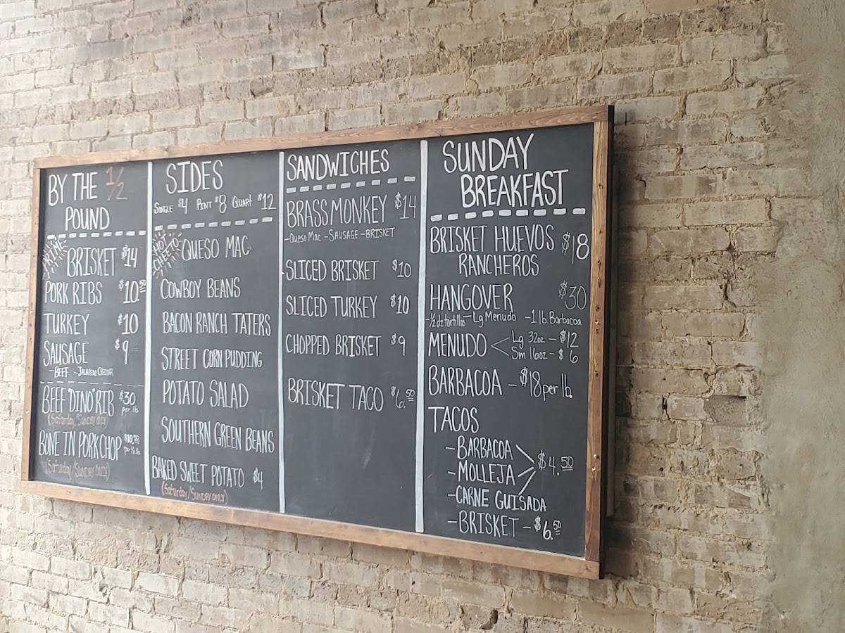 Menu at Burnt Bean Company BBQ, Seguin, 108 S Austin St