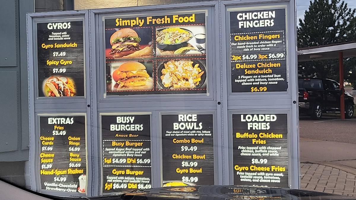 Menu at Busy Boys restaurant, Cambridge