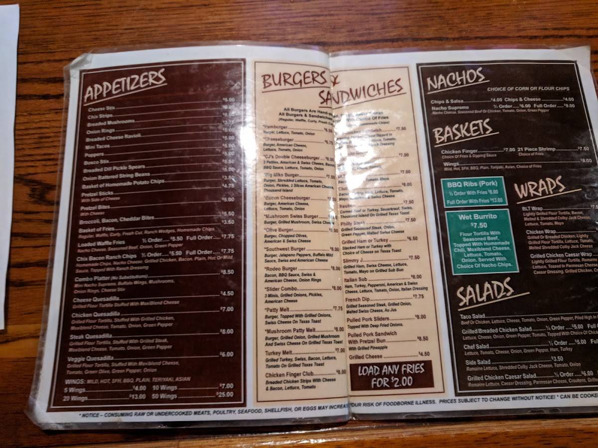 Menu at CJS Bar Grill, Port Huron