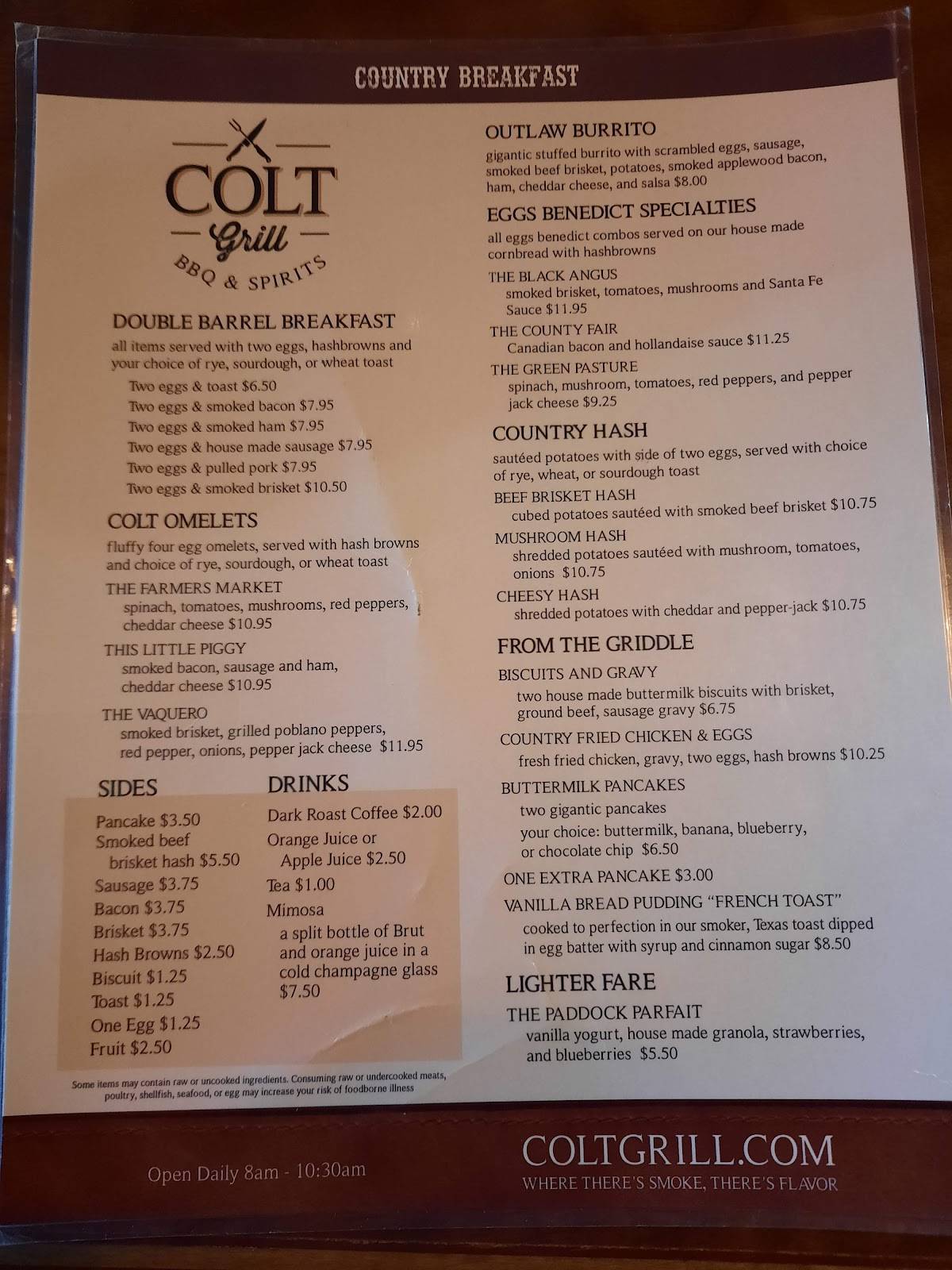 Menu at COLT Grill Cottonwood pub & bar, Cottonwood