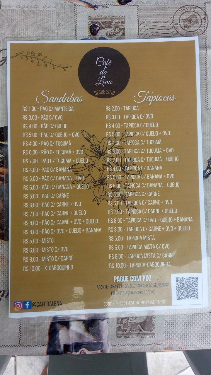 Menu em Café da Lena, Manaus