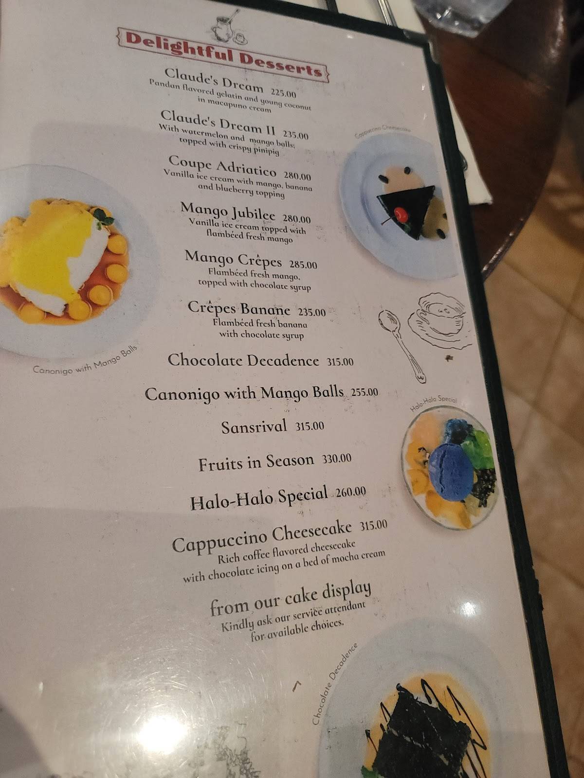 Menu at Cafe Adriatico, Manila, M. Adriatico St
