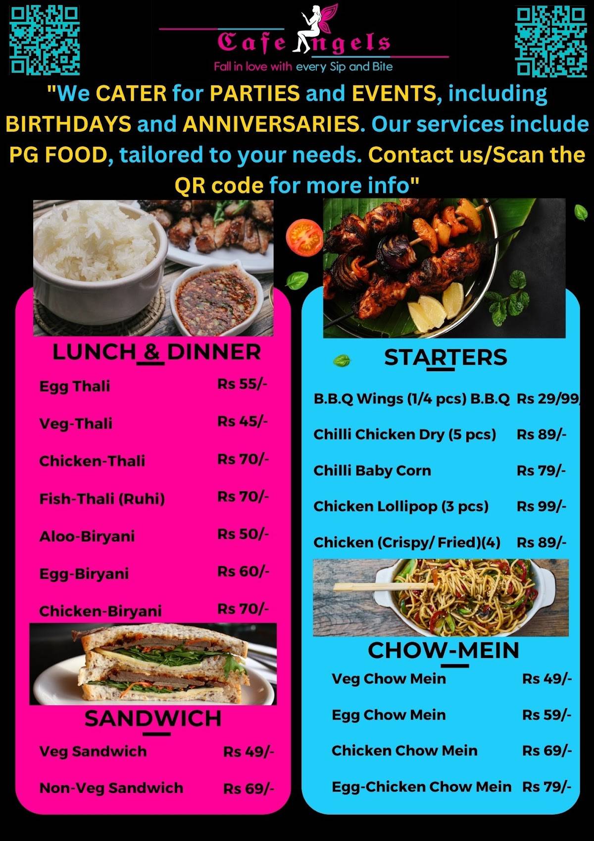 Menu at Cafe Angels, Kolkata
