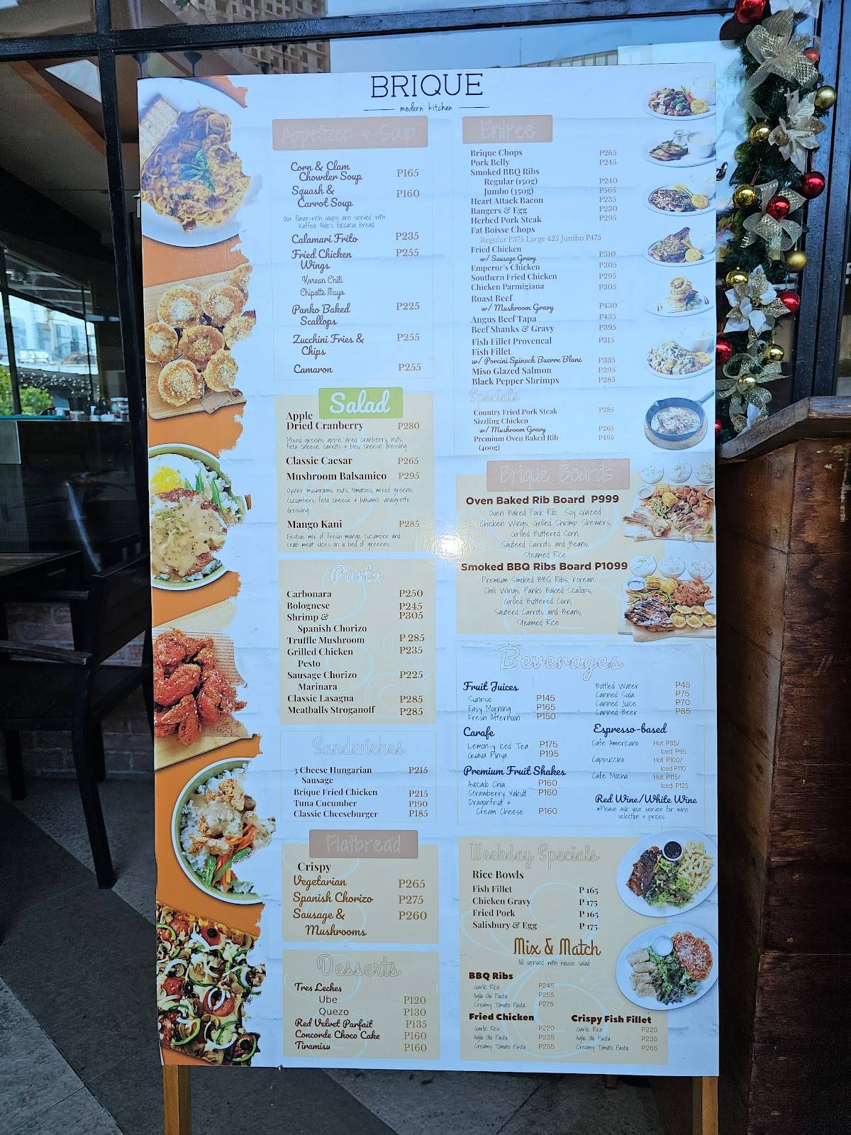 Menu at Brique Modern Kitchen cafe, Cebu City, ayala center cebu