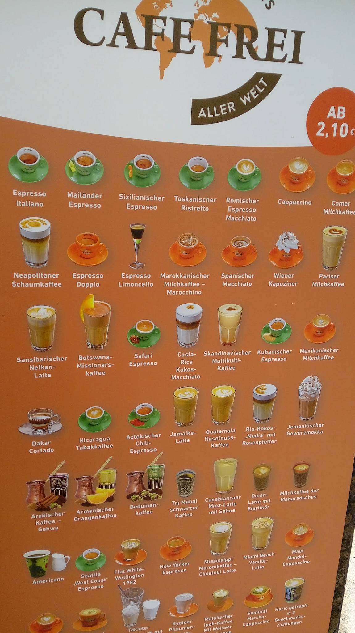 Speisekarte von Cafe Frei Wien, Wien