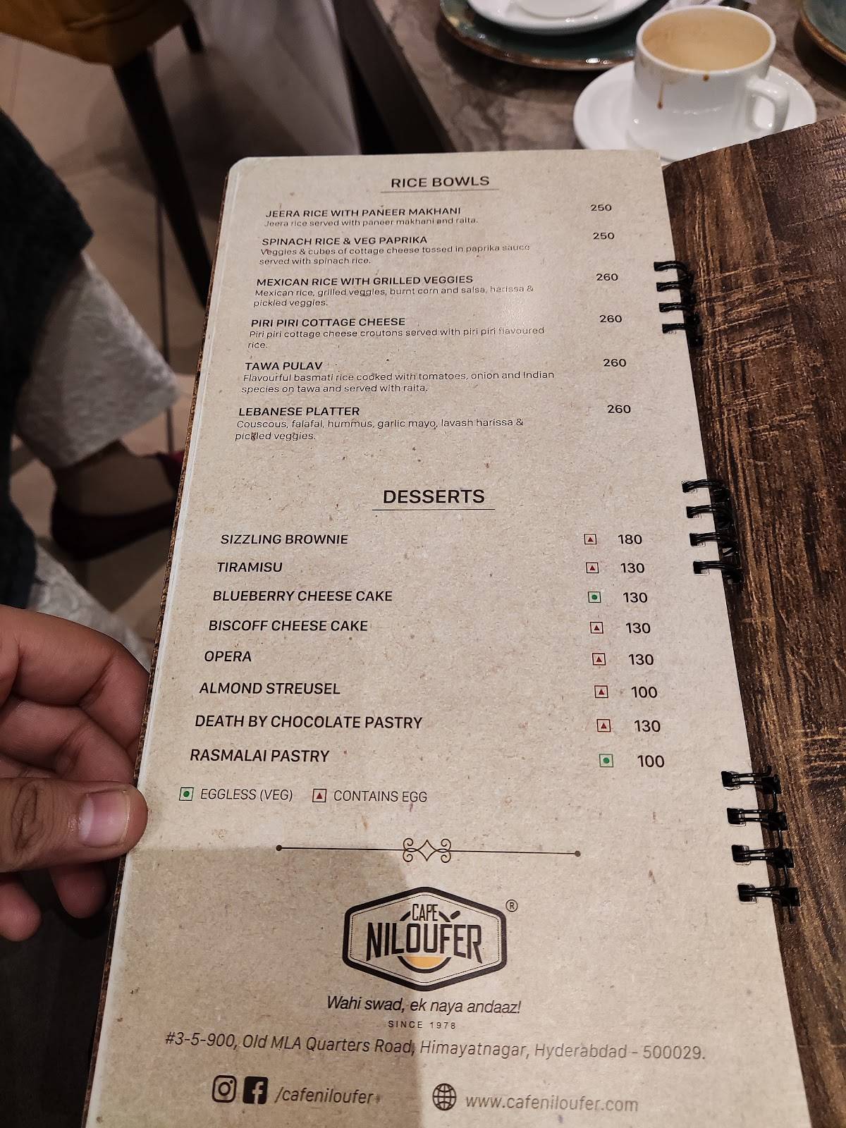 Menu at Cafe Niloufer Himayatnagar, Hyderabad