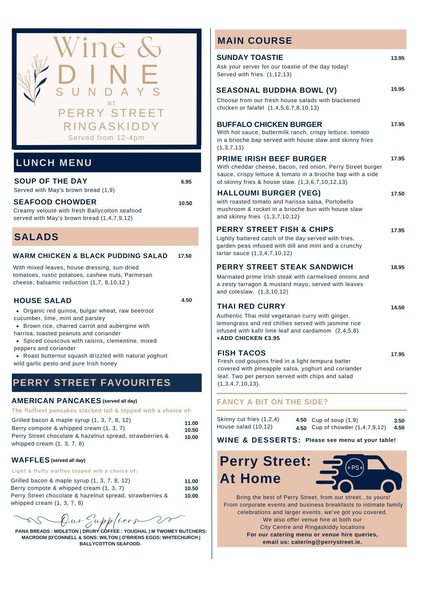 Menu at Perry Street Market Cafe, Cork, Perry St