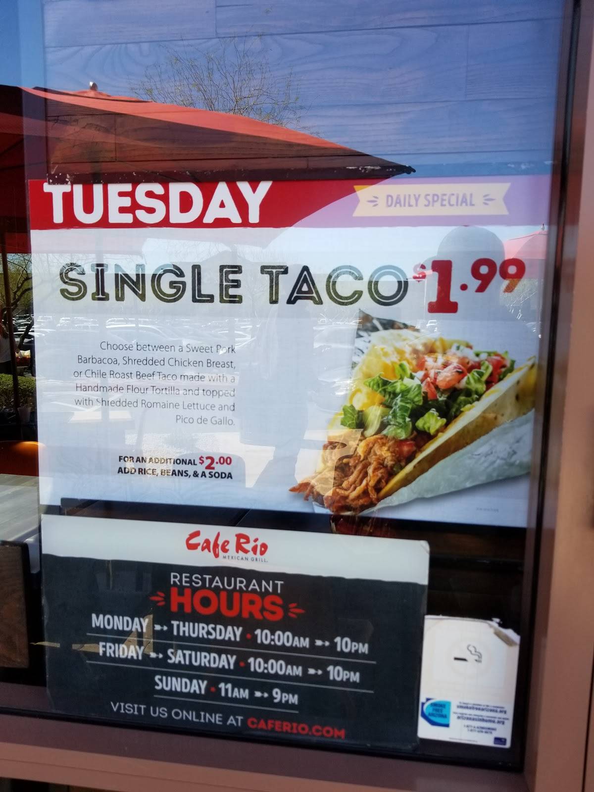 Menu at Cafe Rio Fresh Modern Mexican, Phoenix, W Happy Valley Rd
