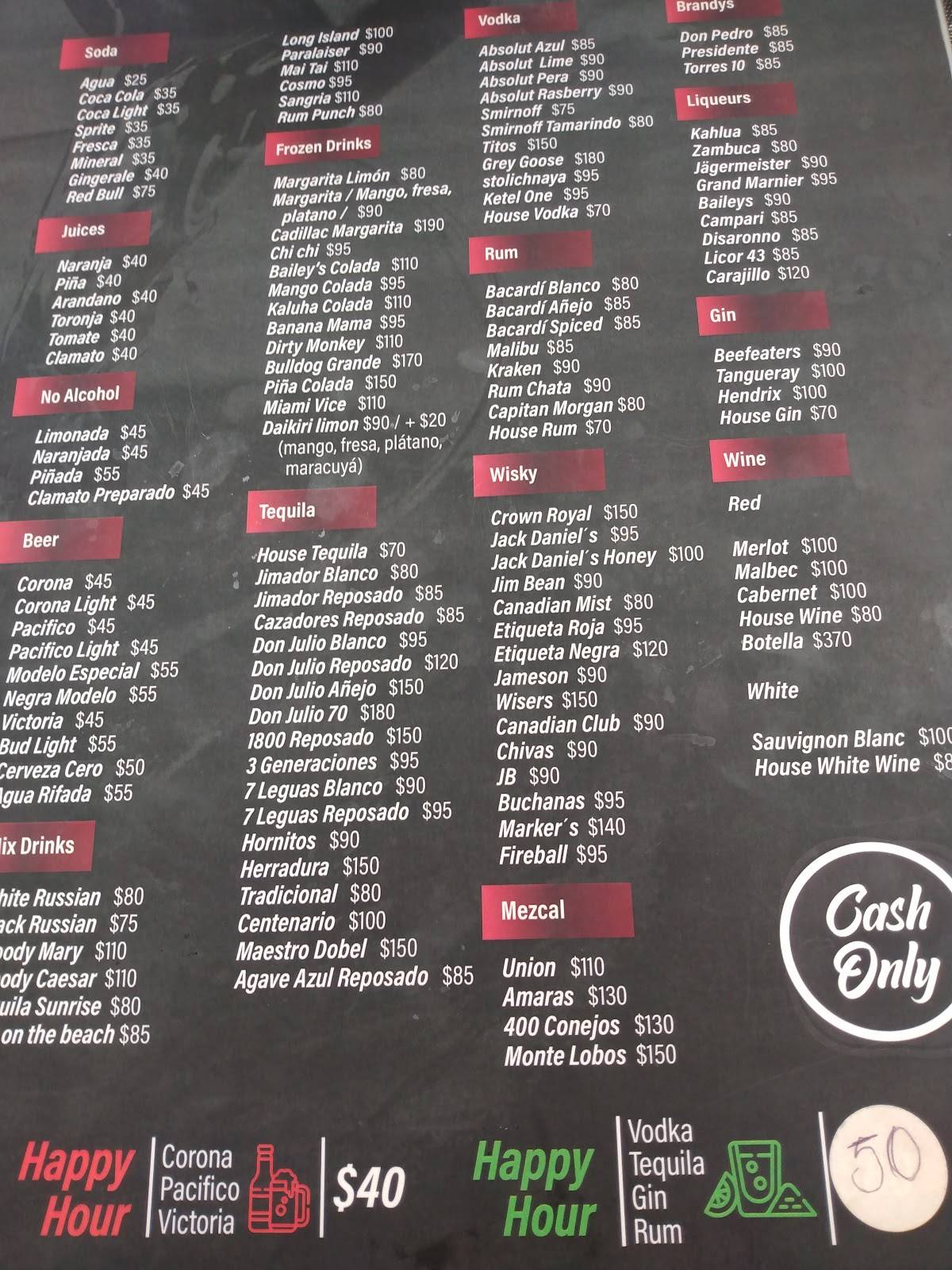 Menu at Cafe Roma, Puerto Vallarta, Av. Francisco Medina Ascencio 1974