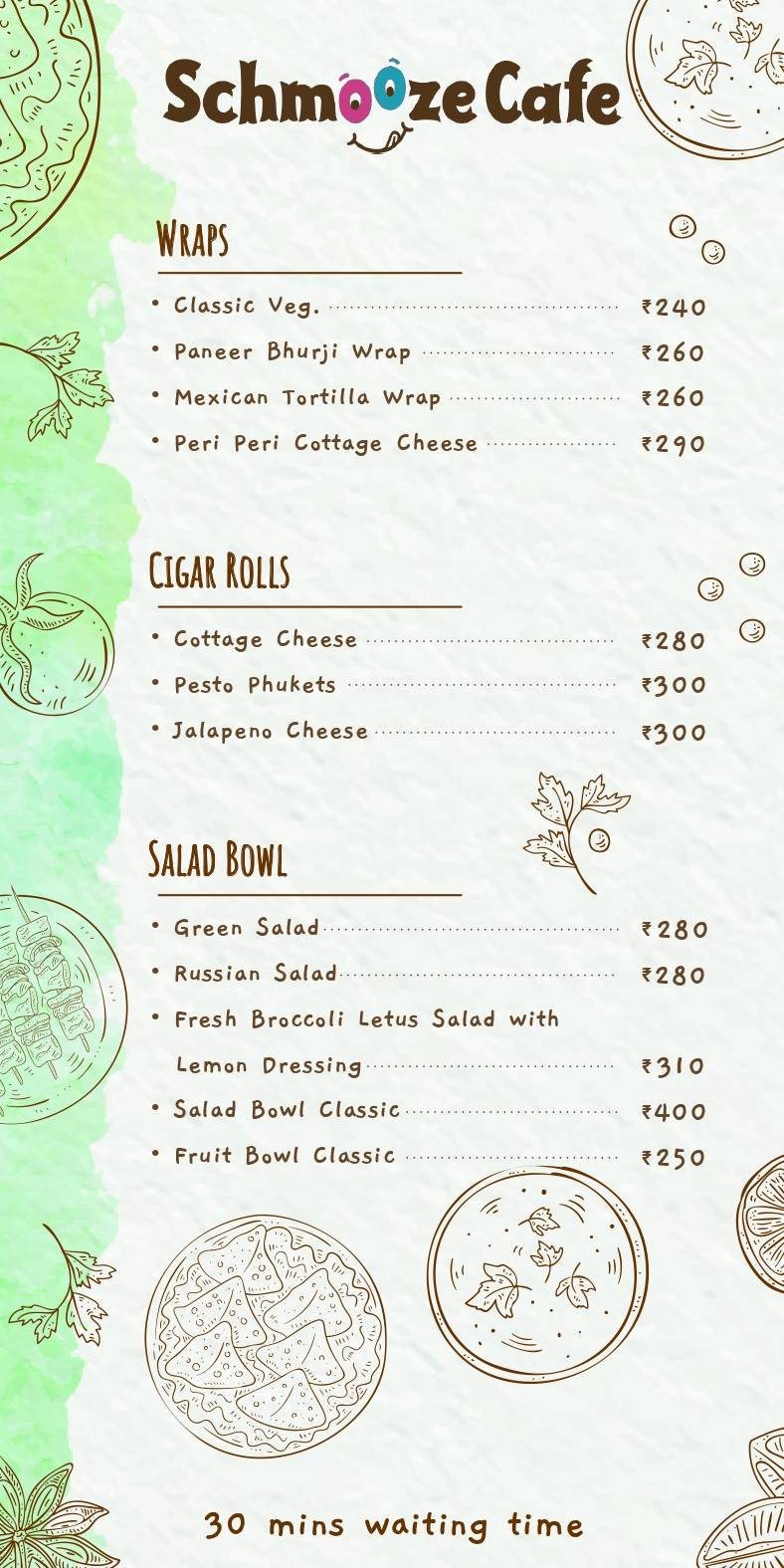 Menu at Schmooze Restro Cafe, Ahmedabad