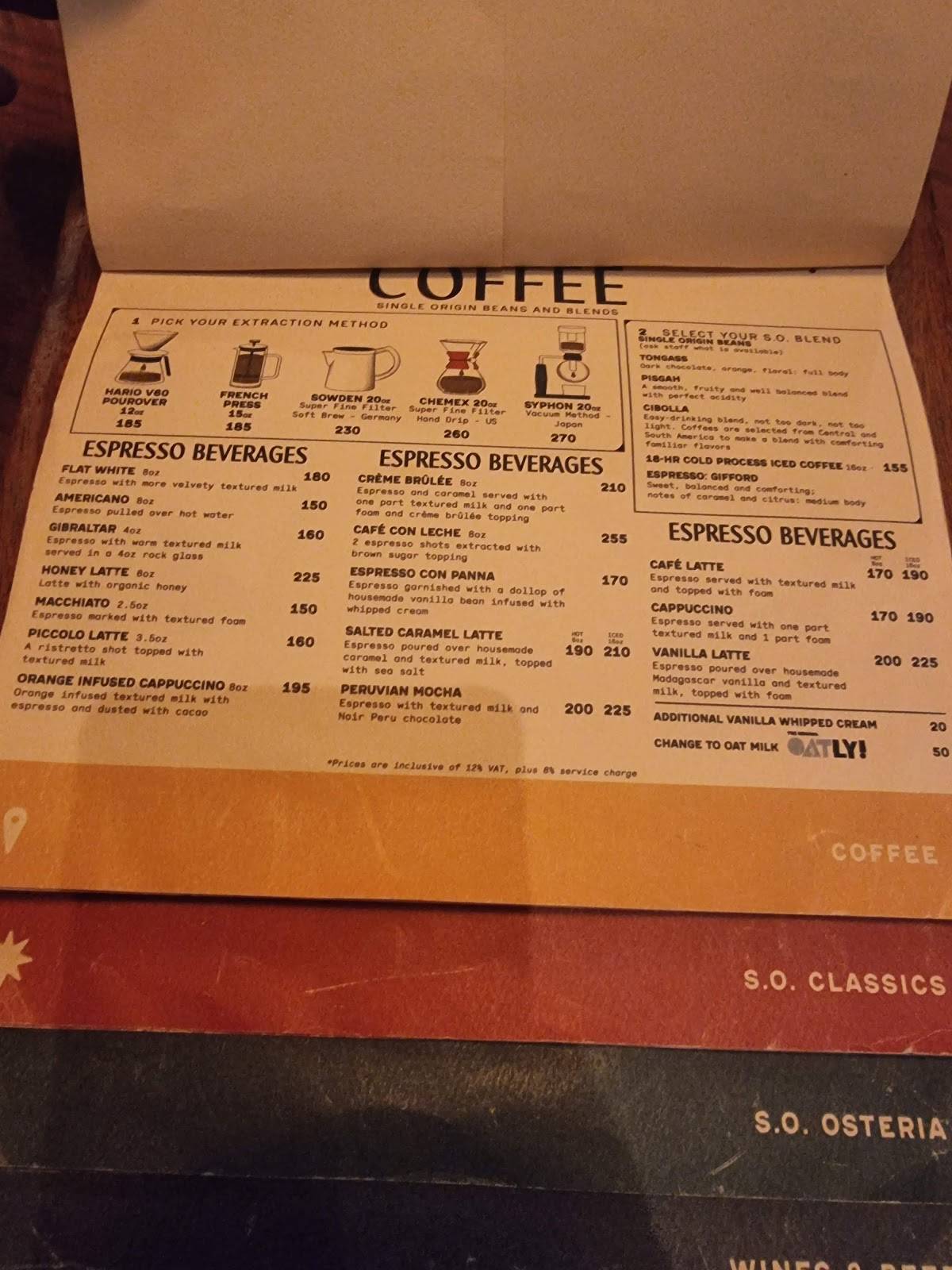 Menu at Single Origin - Molito cafe, Muntinlupa