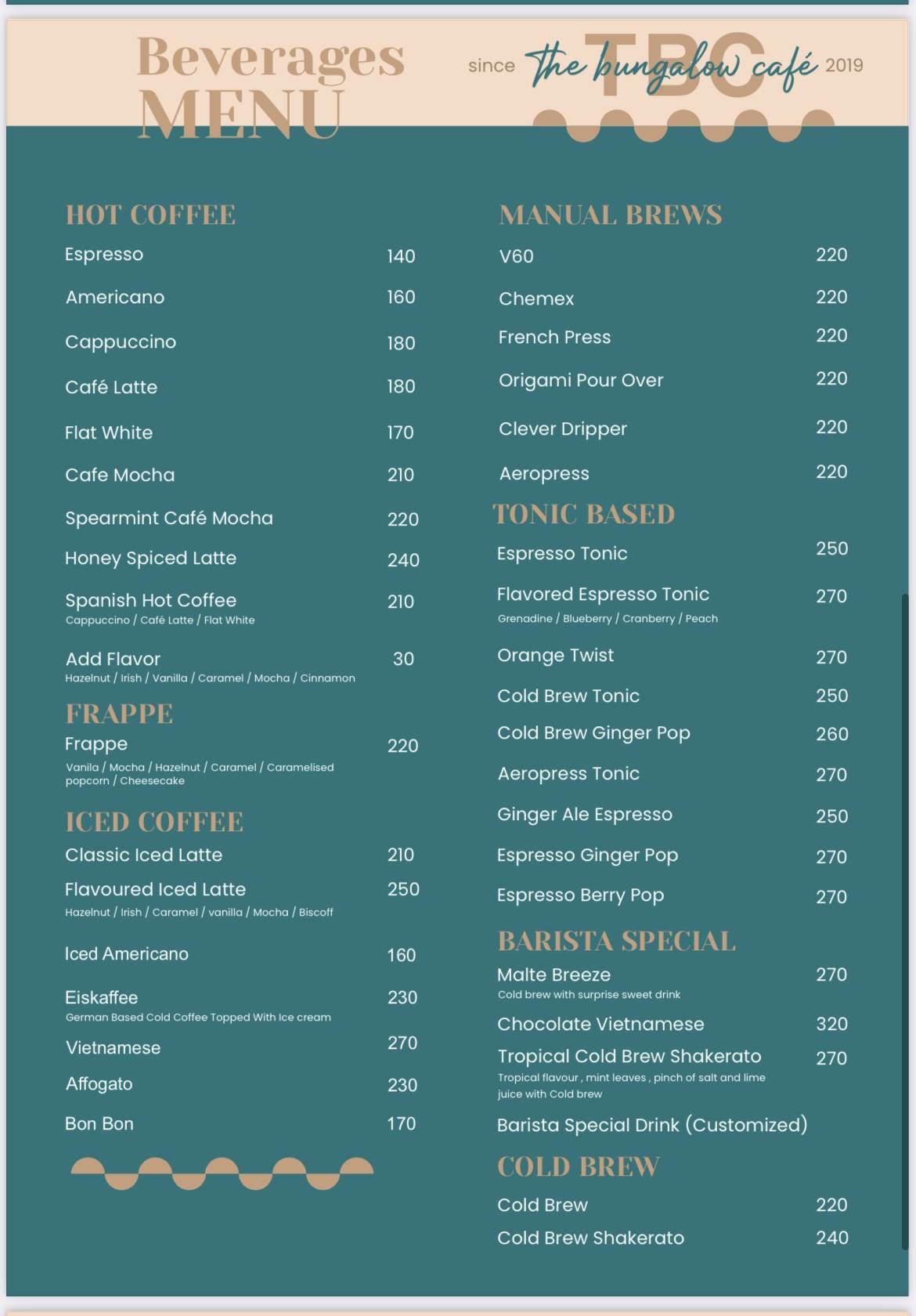Menu at The Bungalow Cafe, Surat, Aagam Vivianna