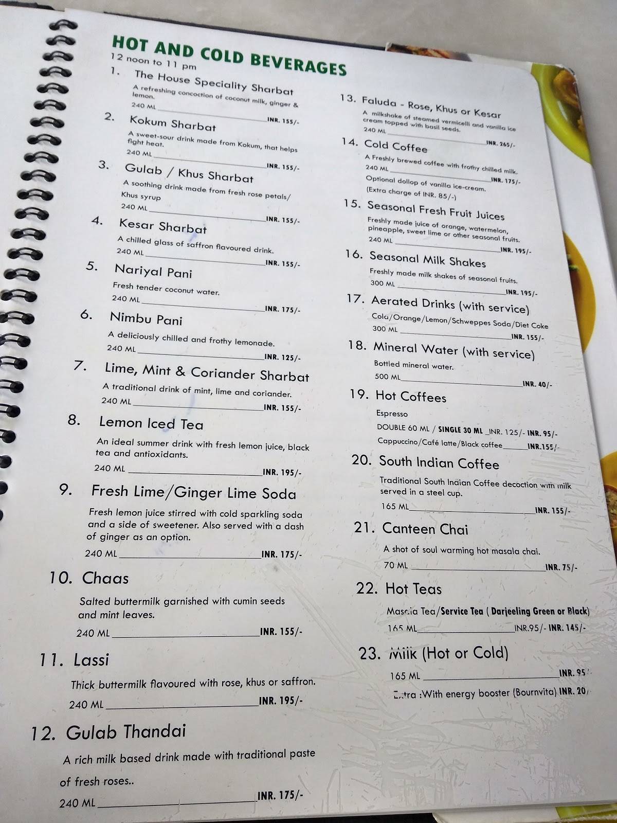 Menu at The Green House, Ahmedabad