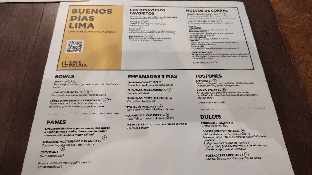 Carta de Café de Lima - Angamos, Miraflores, Av. Angamos Oeste 1003