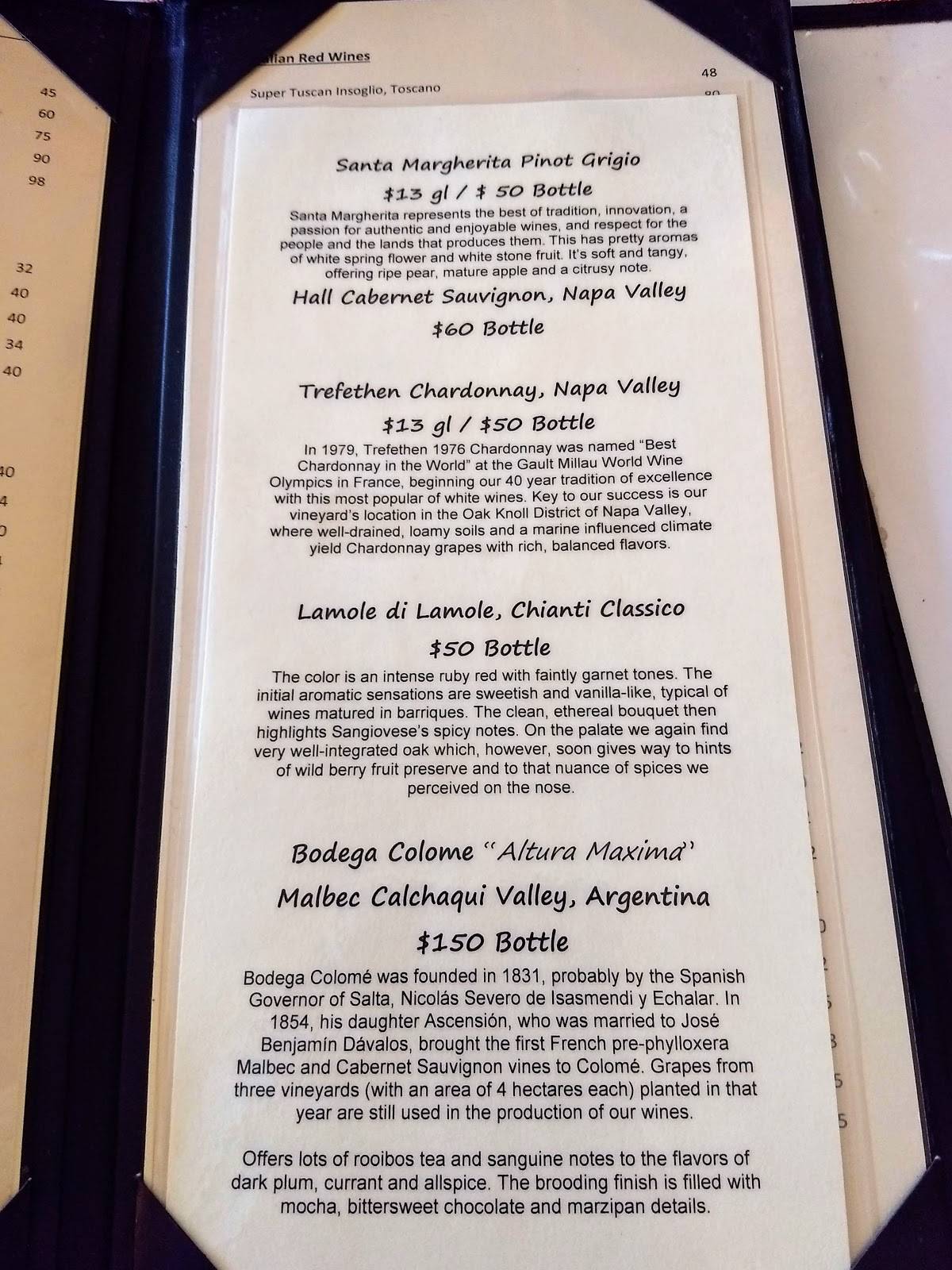Menu at Caffe Giostra restaurant, Petaluma, N McDowell Blvd