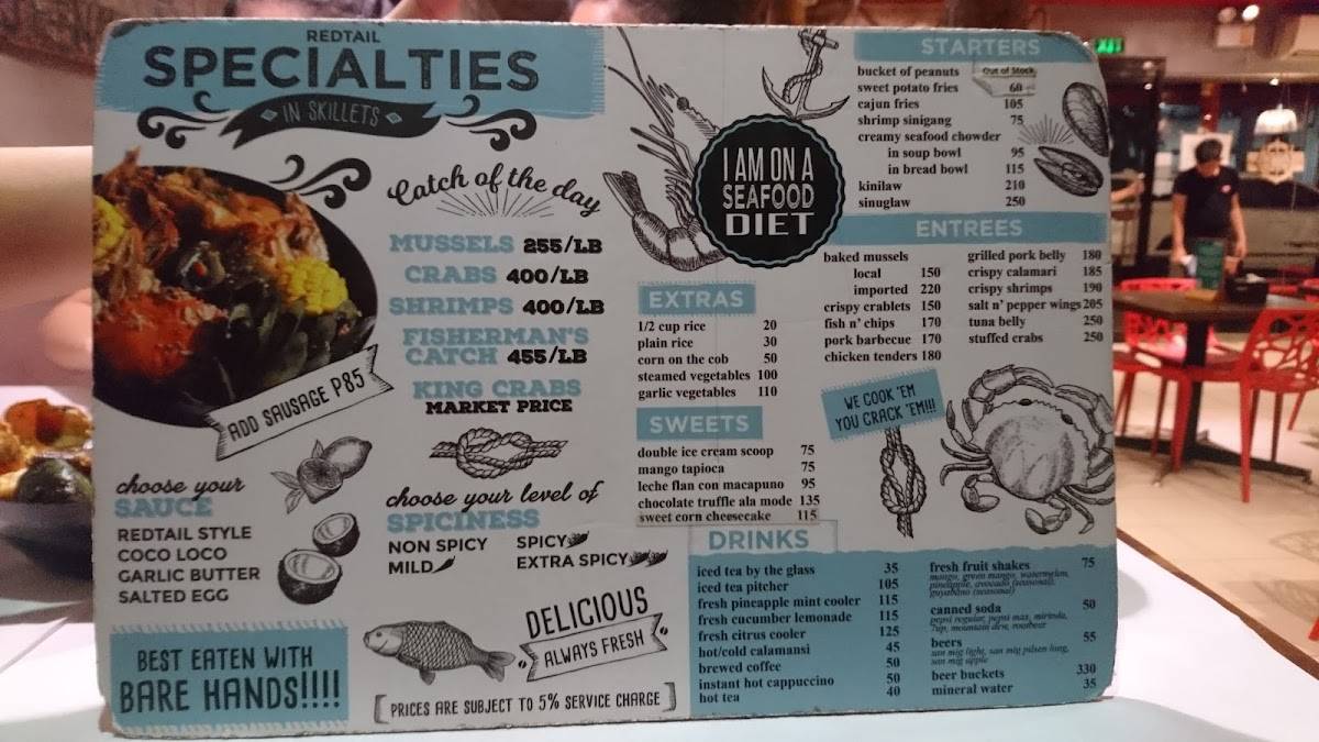 Menu at Redtail Shrimps & More restaurant, Cagayan de Oro, FMM4+69R
