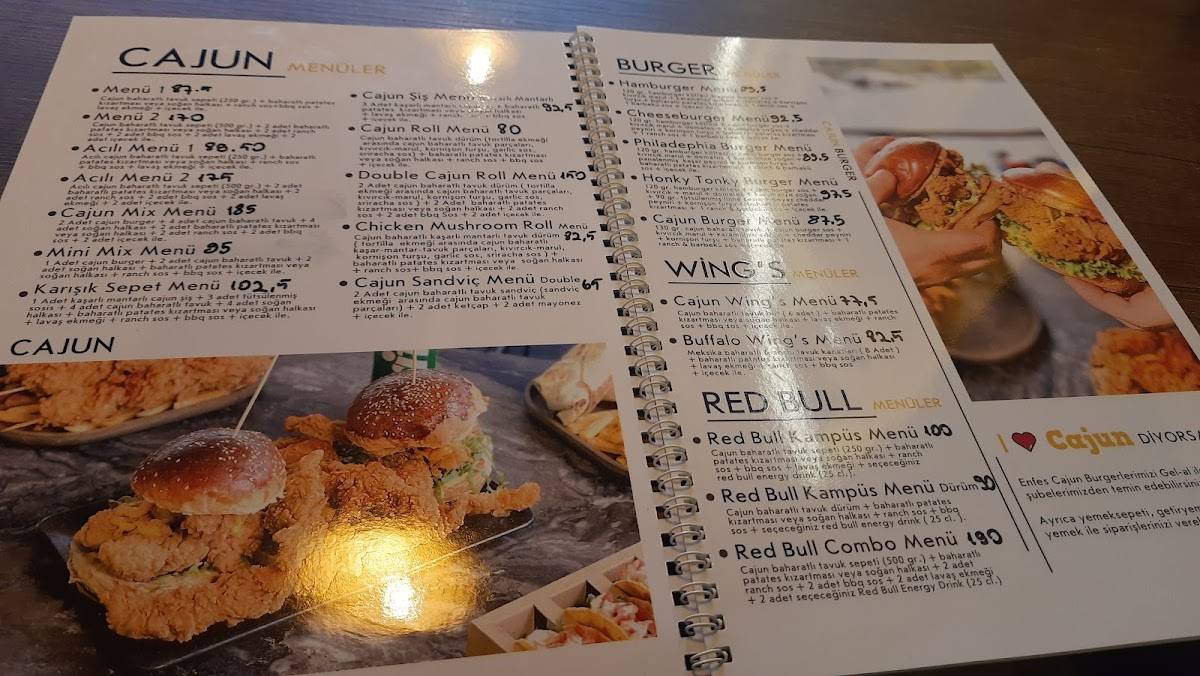 Menu at Cajun Corner Merzifon şubesi, Merzifon