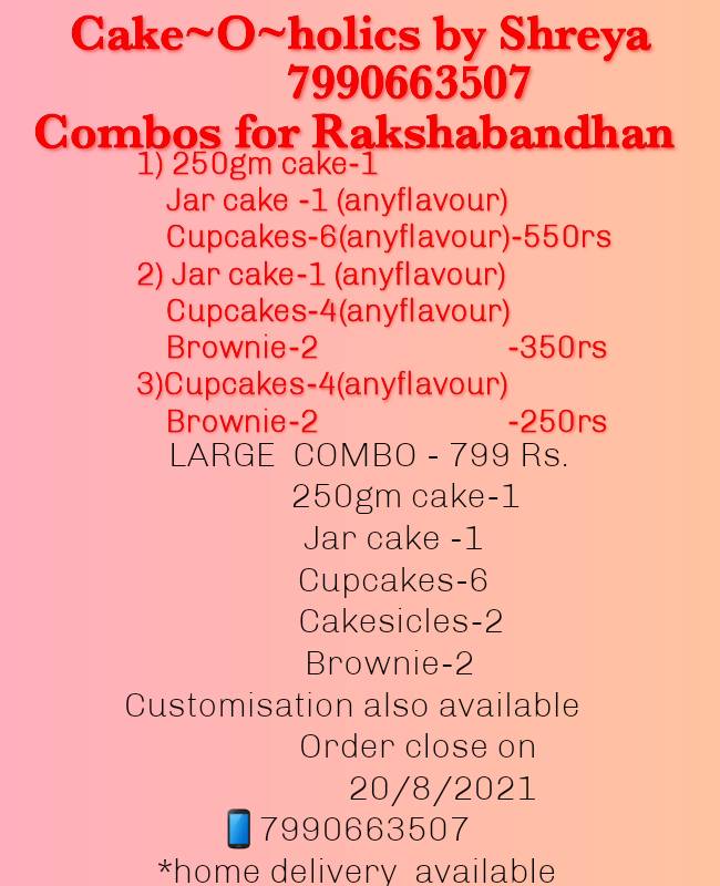 Menu at CakeOHolics Home-Bakers, Vadodara