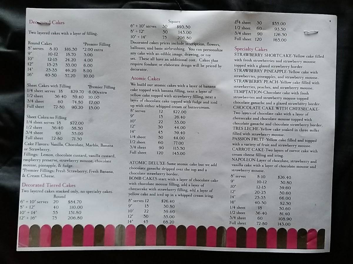 Menu at Calumet Bakery, Lansing, Torrence Ave