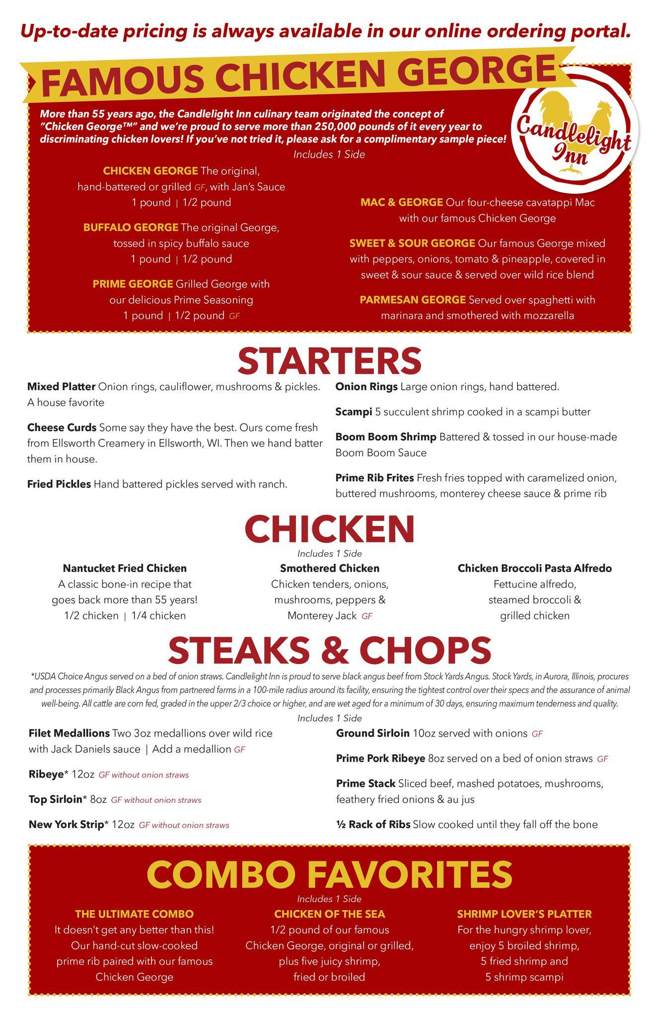Menu at Candlelight Inn Restaurant - Clinton Iowa, Clinton