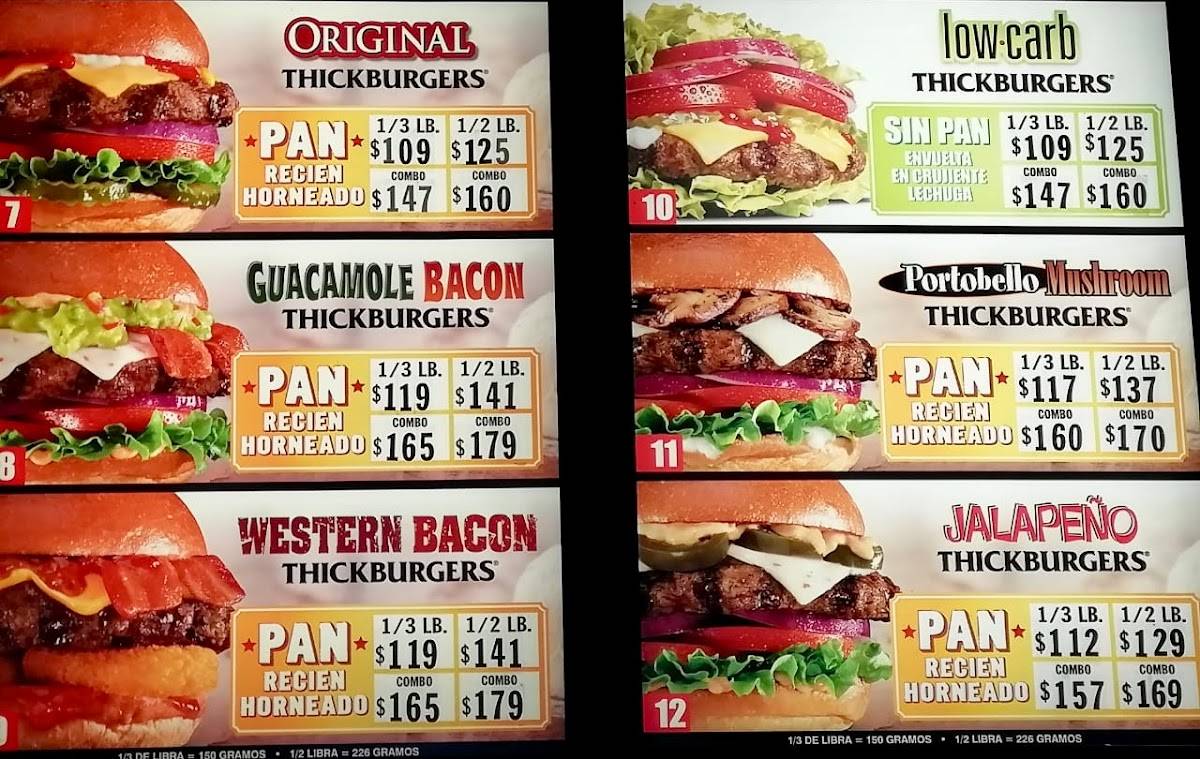 Carta del restaurante Carl's Jr., Ciudad del México, Patio Universidad