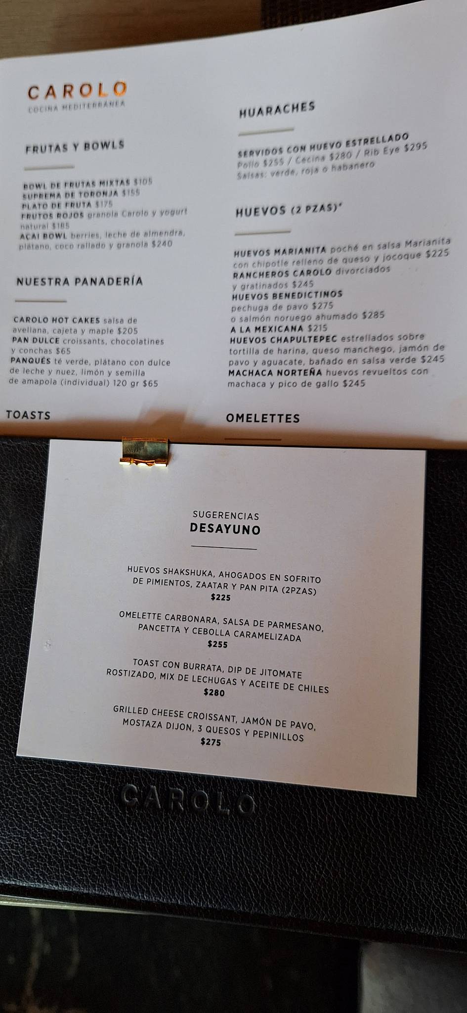 Carta del restaurante Carolo Paseo Interlomas, Naucalpan del Juárez