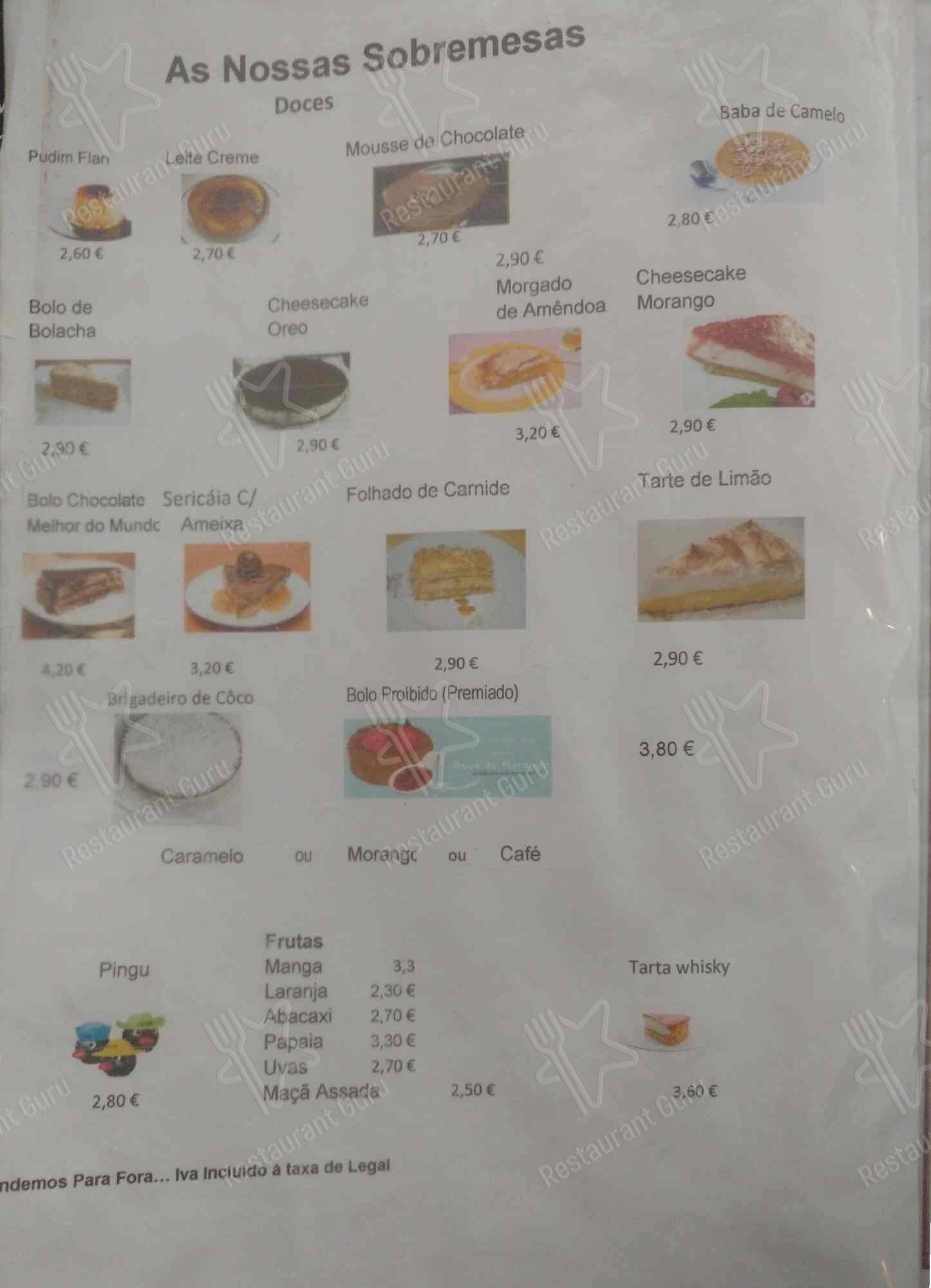 Menu em Carvoeiro de Carnide restaurante, Lisboa, R. Neves Costa 39