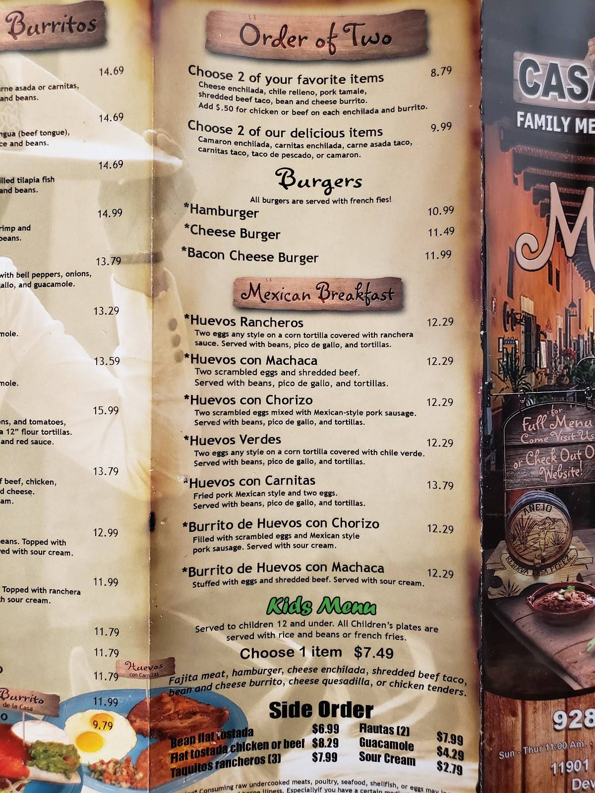 Menu at Casa Perez Mexican Restaurant, Prescott Valley, AZ-69