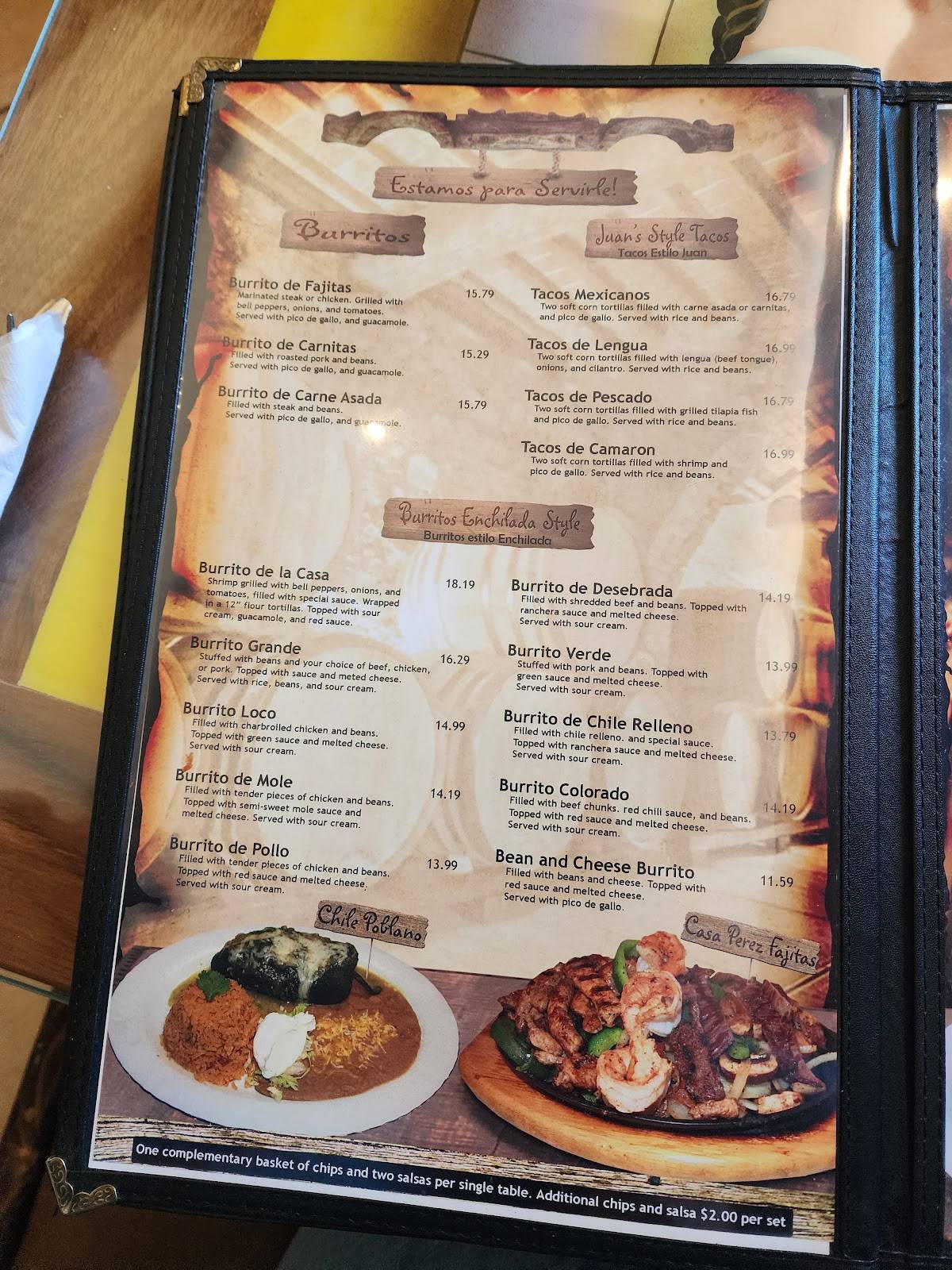 Menu at Casa Perez Mexican Restaurant, Prescott Valley, AZ-69