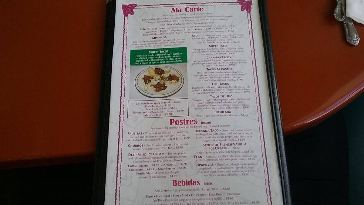 Menu at Casa Serrano Mexican Restaurant, Fort Mohave, AZ-95