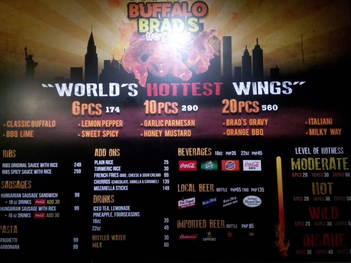 Menu at New York Buffalo Brad's Hot Wings restaurant, Cebu City, Garden ...